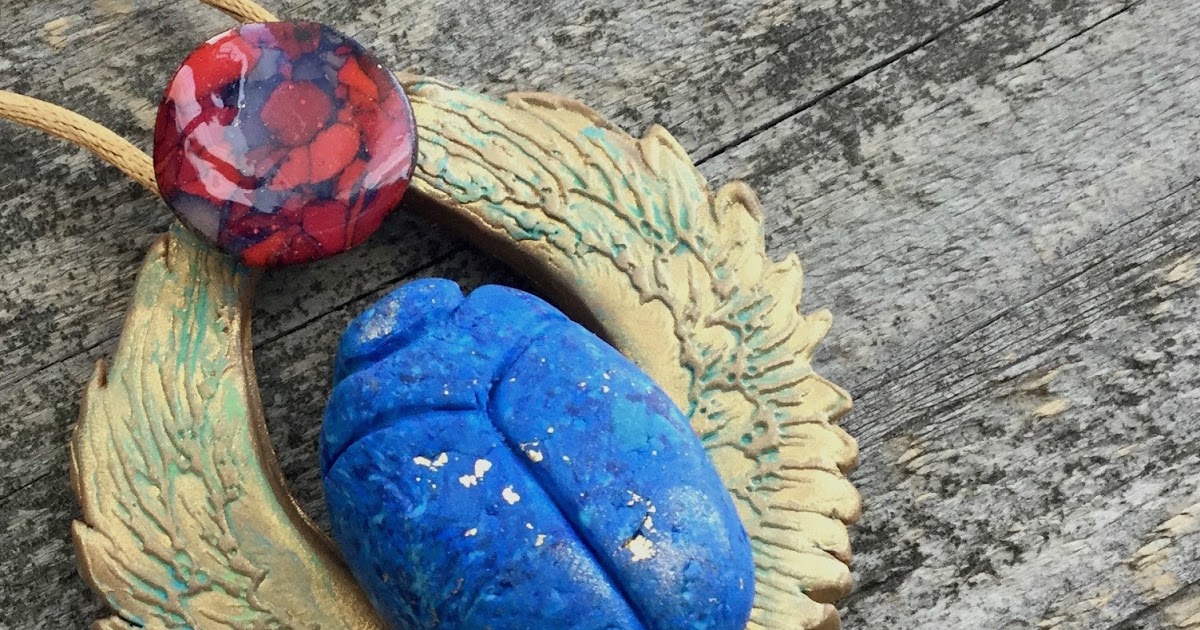 Egyptian Scarab Polymer Clay Pendant