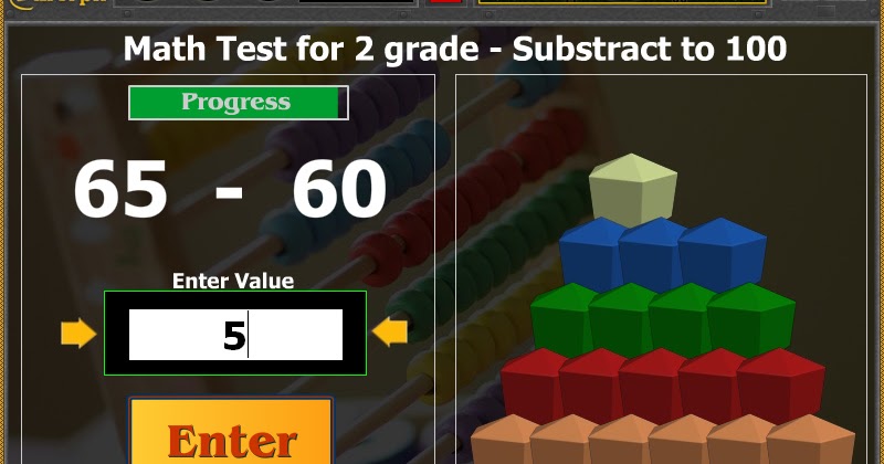 Electronic Game School: Math Test 2 Grade - Subtraction to 100