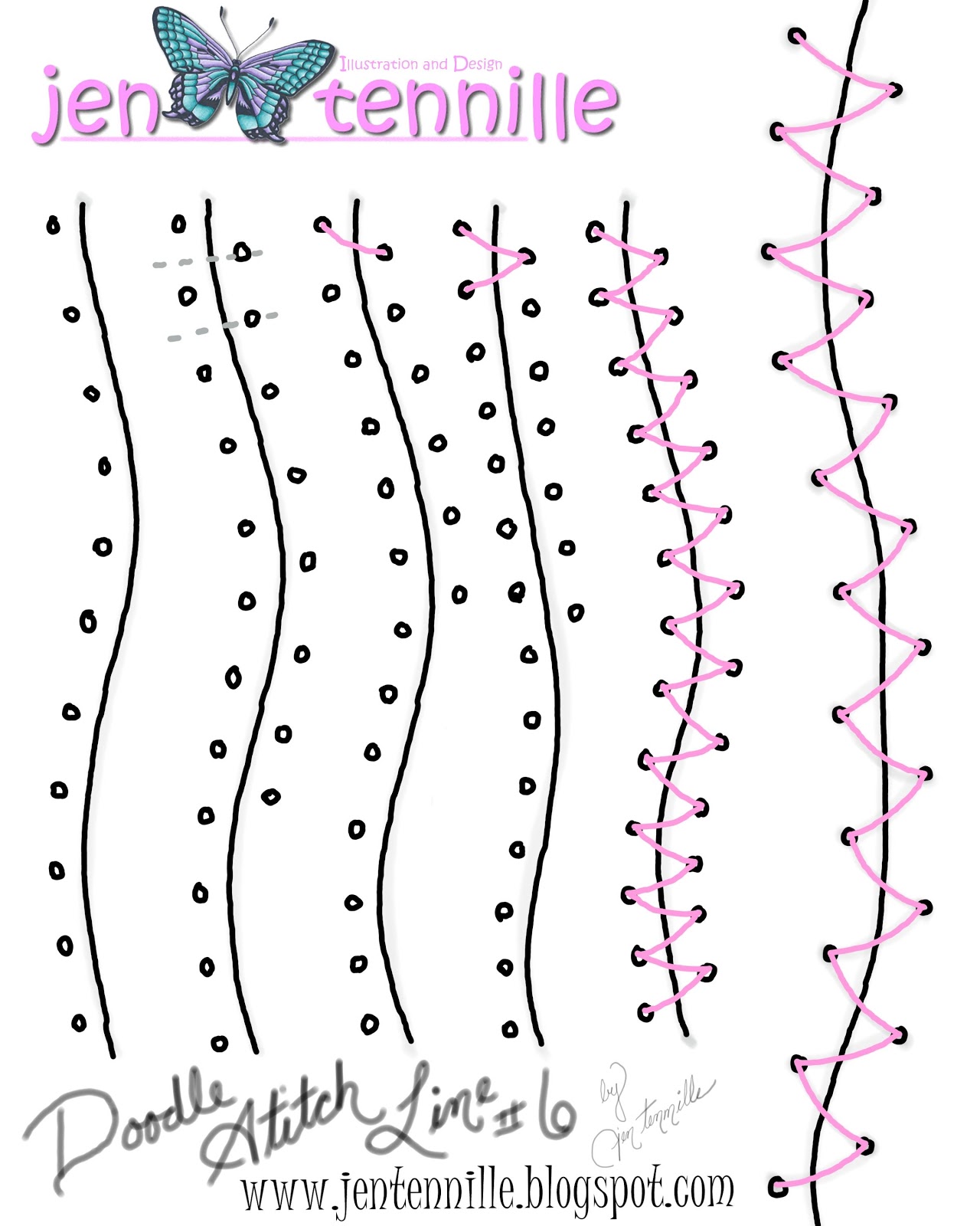 Jen Tennille's Draw Doodle Style!: How To Doodle Stitch Line #6
