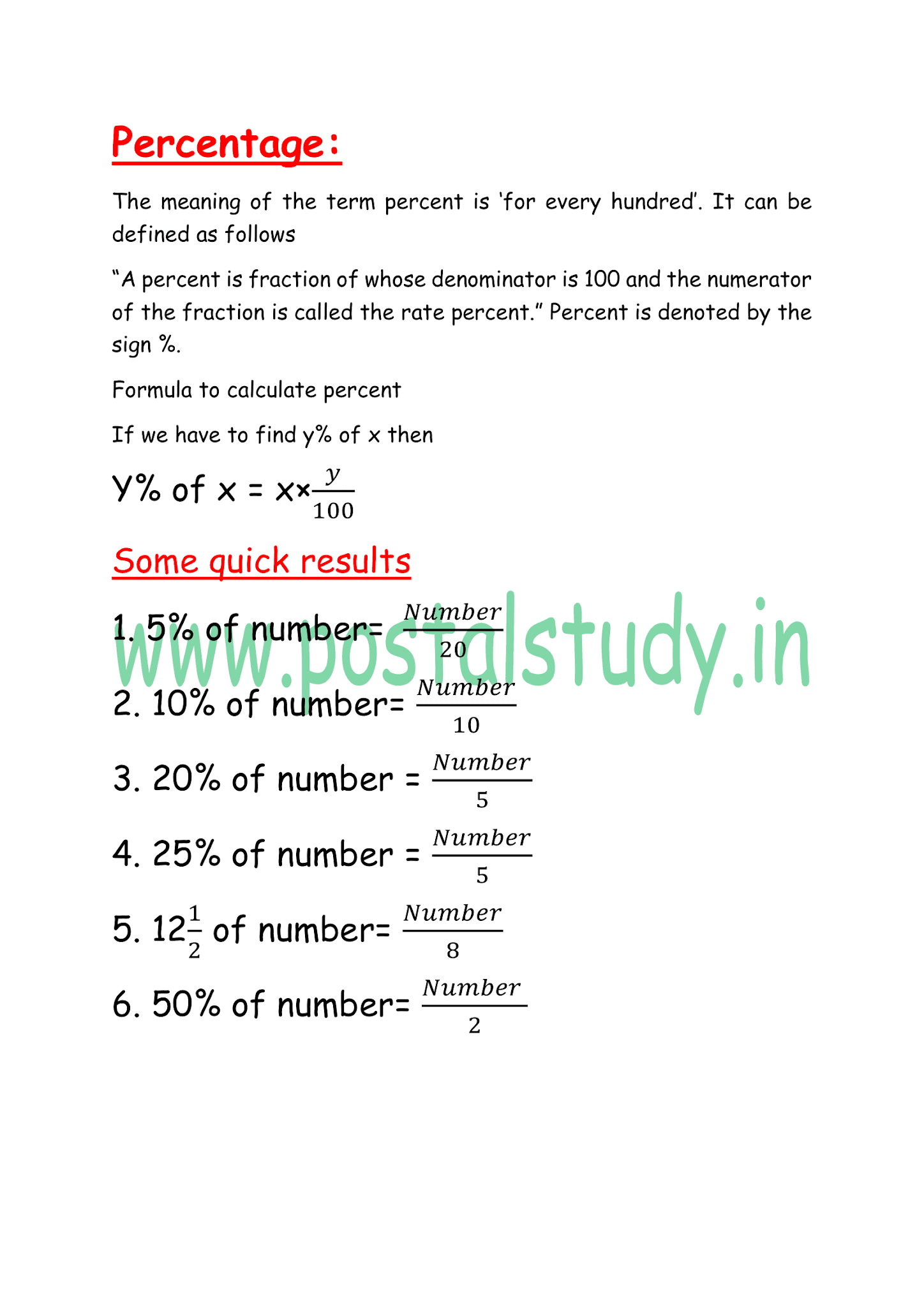 Solved Examples on Percentage - Postalstudy | Post Office Blog ...