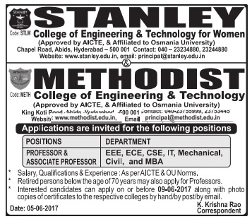 Methodist College of Engineering & Technology, Hyderabad, Teaching ...