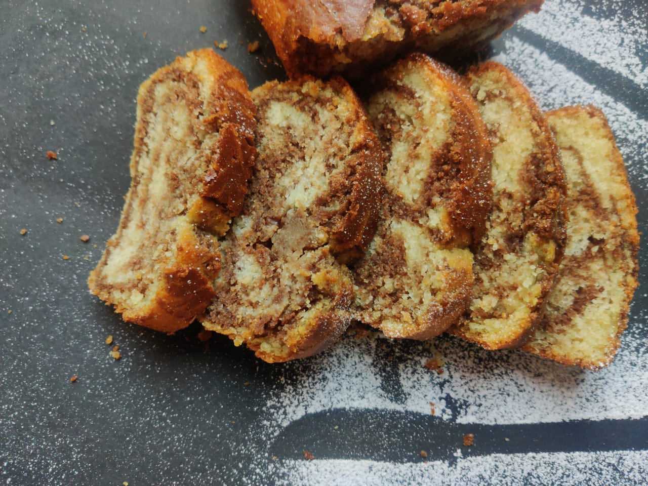Homebaked Eggless Marble Tea Cake Recipe (Vanilla+Chocolate)