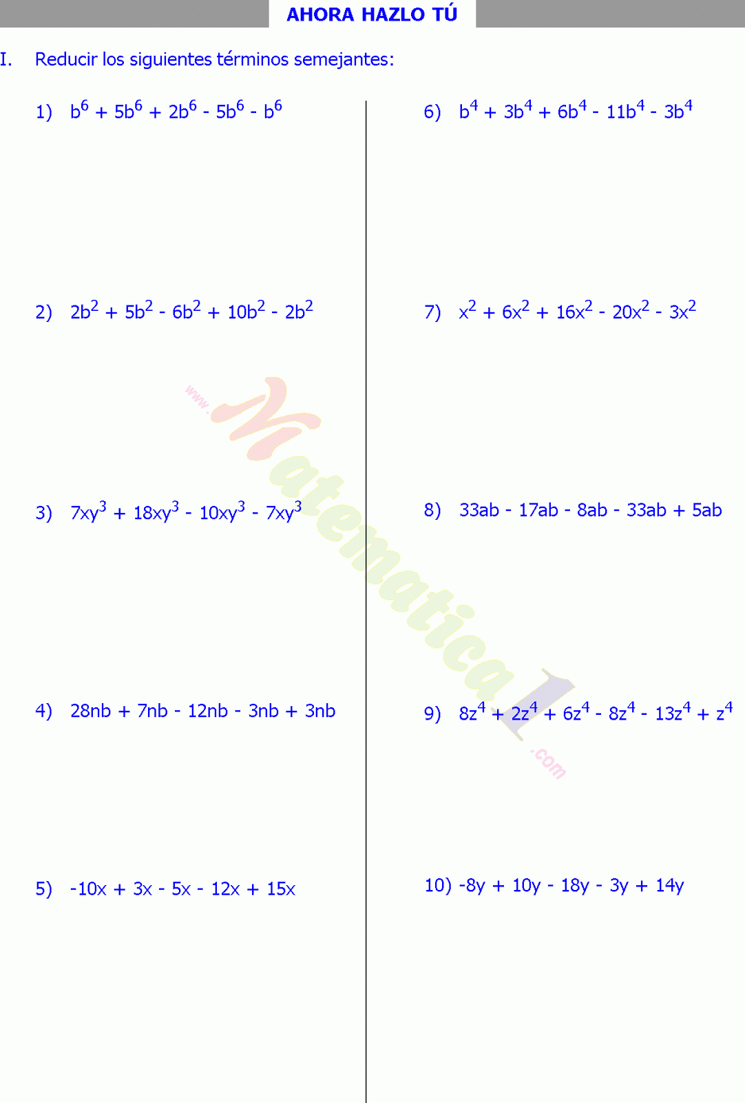EJEMPLOS Y EJERCICIOS DE ÁLGEBRA Y MATEMÁTICAS DE SEXTO GRADO DE ...