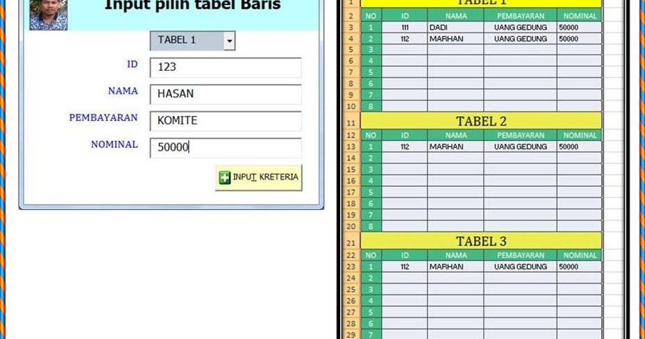 BELAJAR VBA EXCEL: Form Input pilihan ke tabel baris