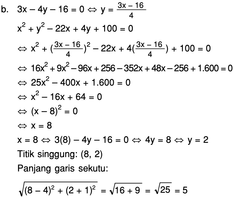 Tentukan Persamaan Garis Singgung Lingkaran X2 Y2 2x 6y 15 0