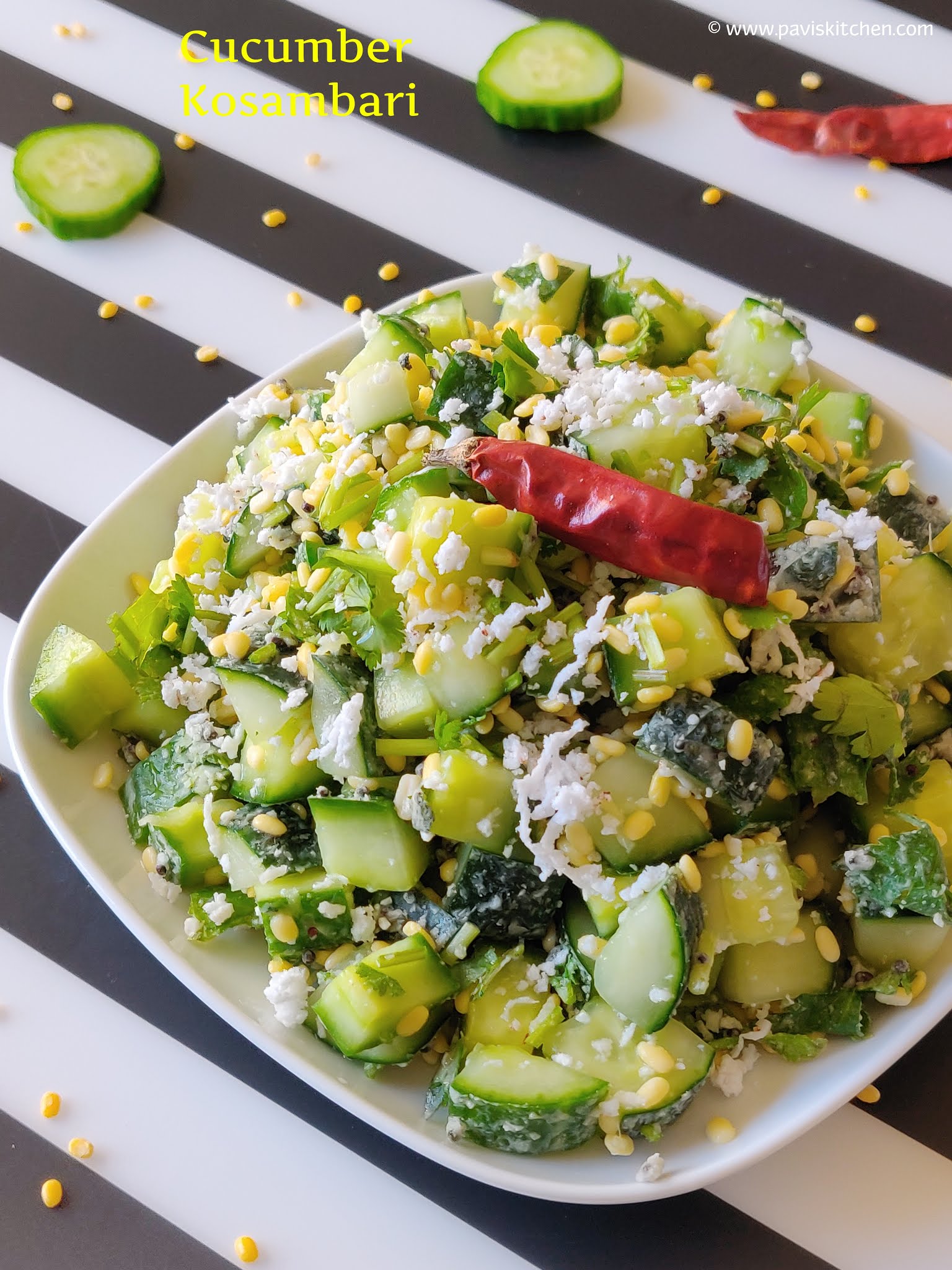 Hesaru bele southekayi kosambari recipe | Vellarikka Kosumalli | Indian ...