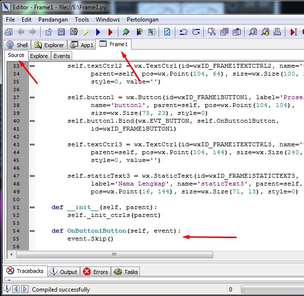 Tampil Nama di Textctrl - Boa Constructor | Belajar Python di Blog 7