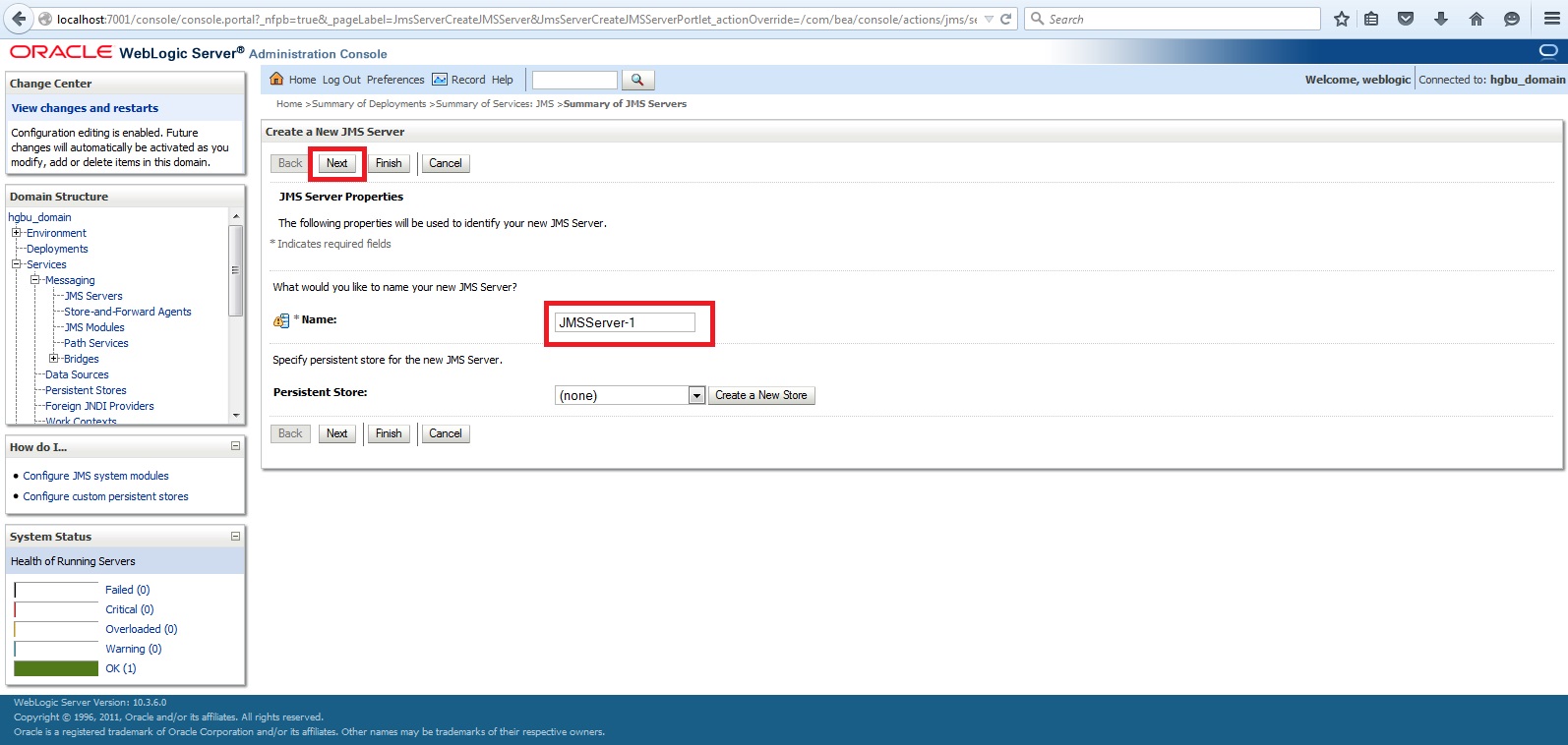 Configuring JMS Server, JMS Module, JMS Connection Factory and JMS ...