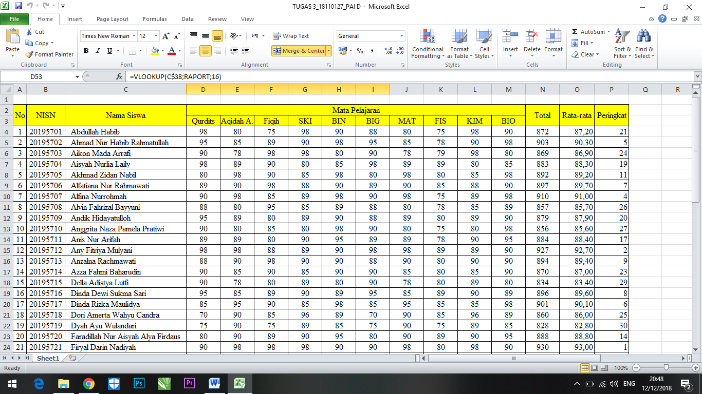 Teknologi Informasi: Pembuatan Raport di Ms. Excel