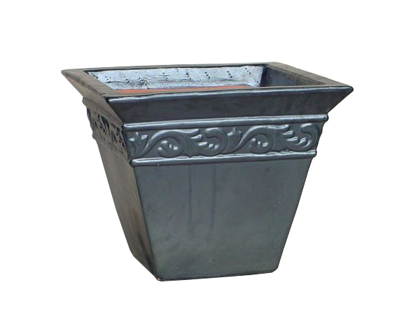 outdoor ceramic pot: Square outdoor ceramic pot