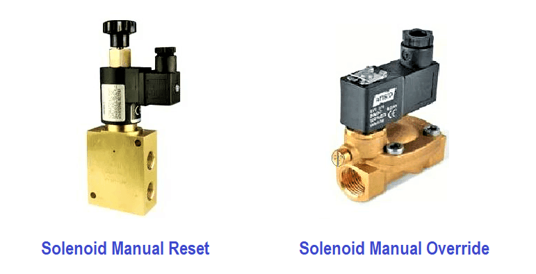 Compare Solenoid Valve Manual Reset and Solenoid Manual Override