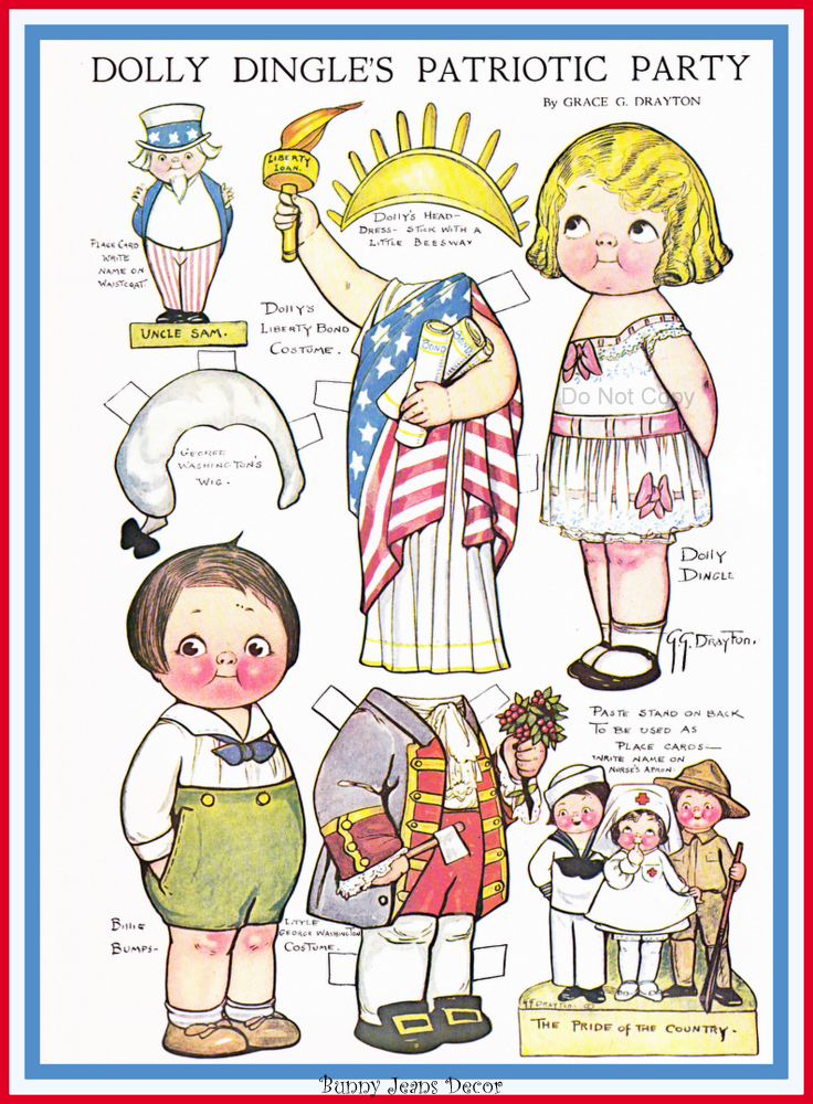 Bunny Jeans Decor ~ ~ ~ and More! : Paper Dolls Celebrate the 4th of July