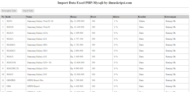 Membuat Import Data Excel PHP - Mysqli dengan Logika Kondisi Tertentu - Skripsi Teknik Informatika