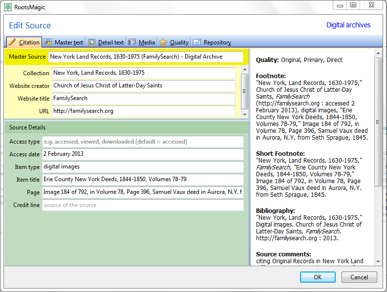 Genea-Musings: Creating the Land Record Source Citation in RootsMagic 6