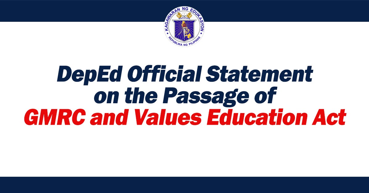 DepEd Official Statement on the GMRC and Values Education Act - Guro Tayo