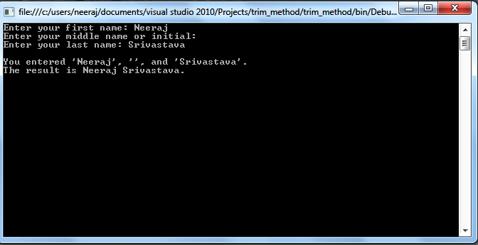 Trim Function In C Neeraj Code Solutions Cmvcjavascriptsql Serverjquery