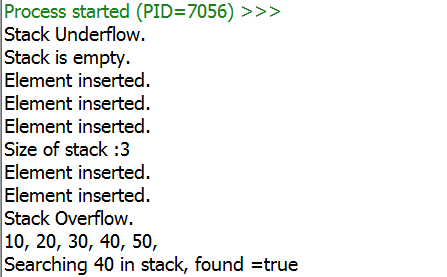 stack implementation using array in java