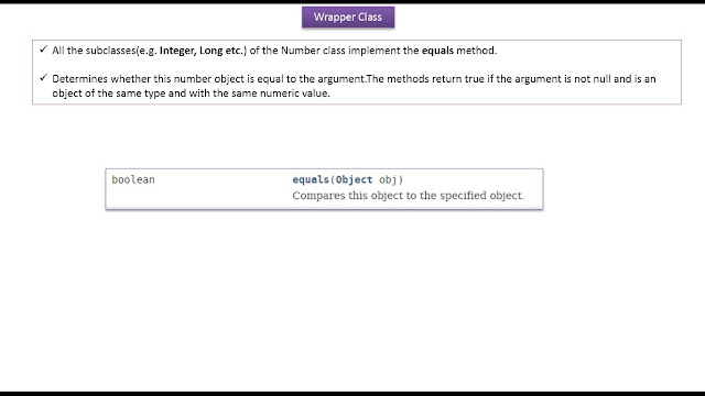 Java Ee Java Tutorial Java Wrapper Class Equals Method