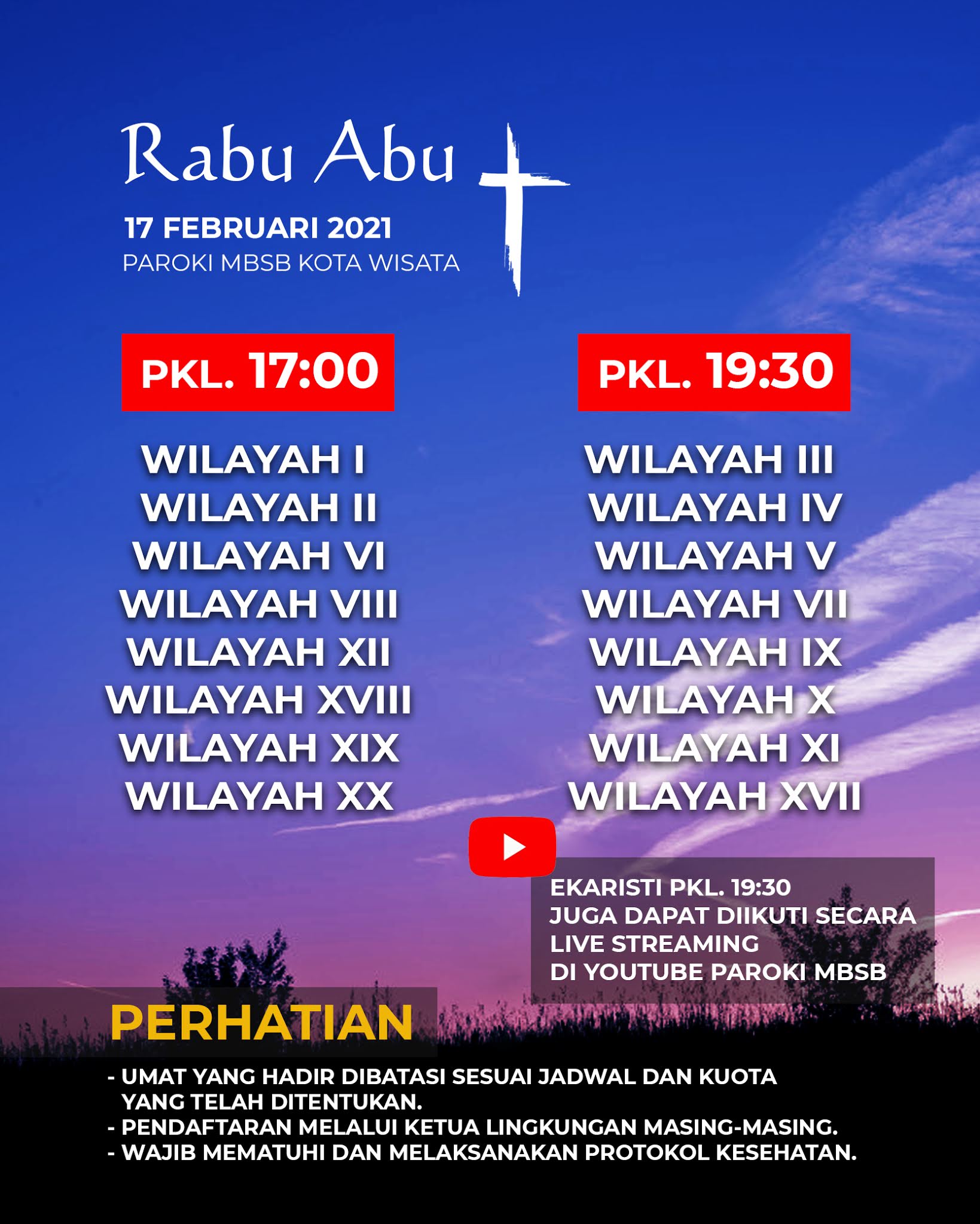 JADWAL RABU ABU | Gereja Katolik Maria Bunda Segala Bangsa