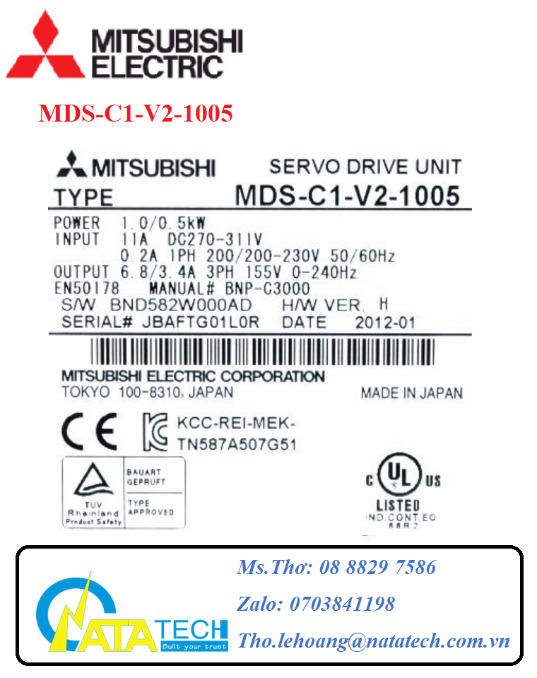 Ac servo driver Mitsubishi MDS-C1-V2-1005