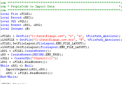 PeopleSoft Reference Application Engine AE Uses File Layout To Import The Date From CSV File PeopleSoft Reference Application Engine AE Uses File Layout To Import The Date From CSV File