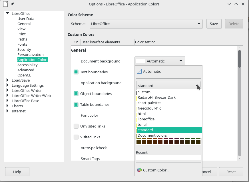 LibreOffice 6.1: Using Dark Icons, Color Schemes and Palettes (Themes ...