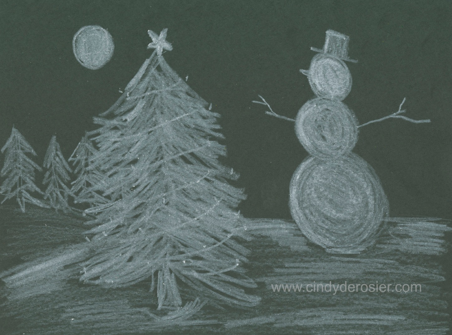 Snow On Black Paper Tree