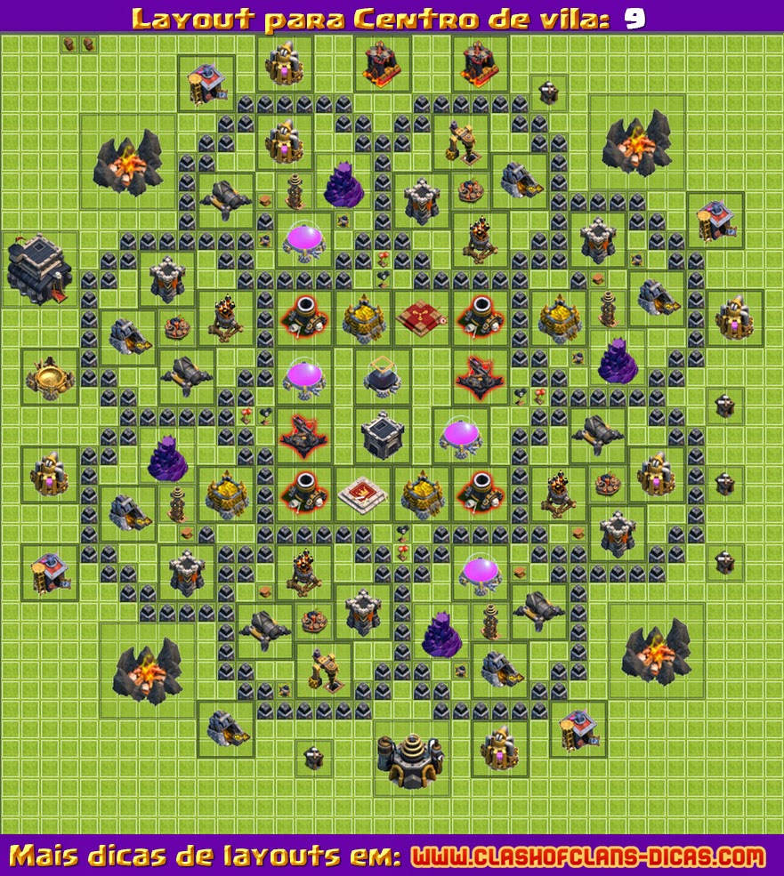 Layouts para Clash of Clans: CV 9 - Atualização 4° morteiro - Clash of ...