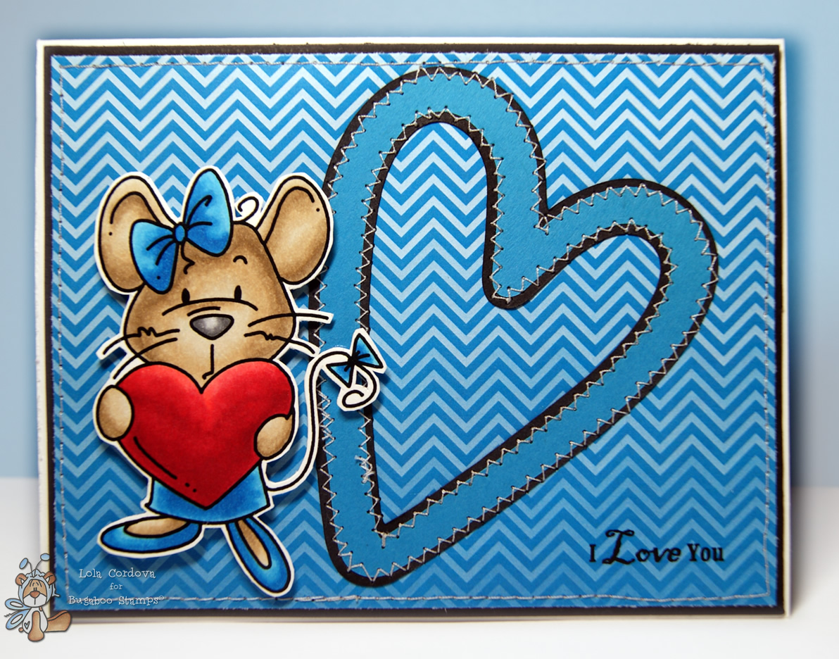 Little Card Maker: Blue Heart Mouse with Bugaboo Stamps