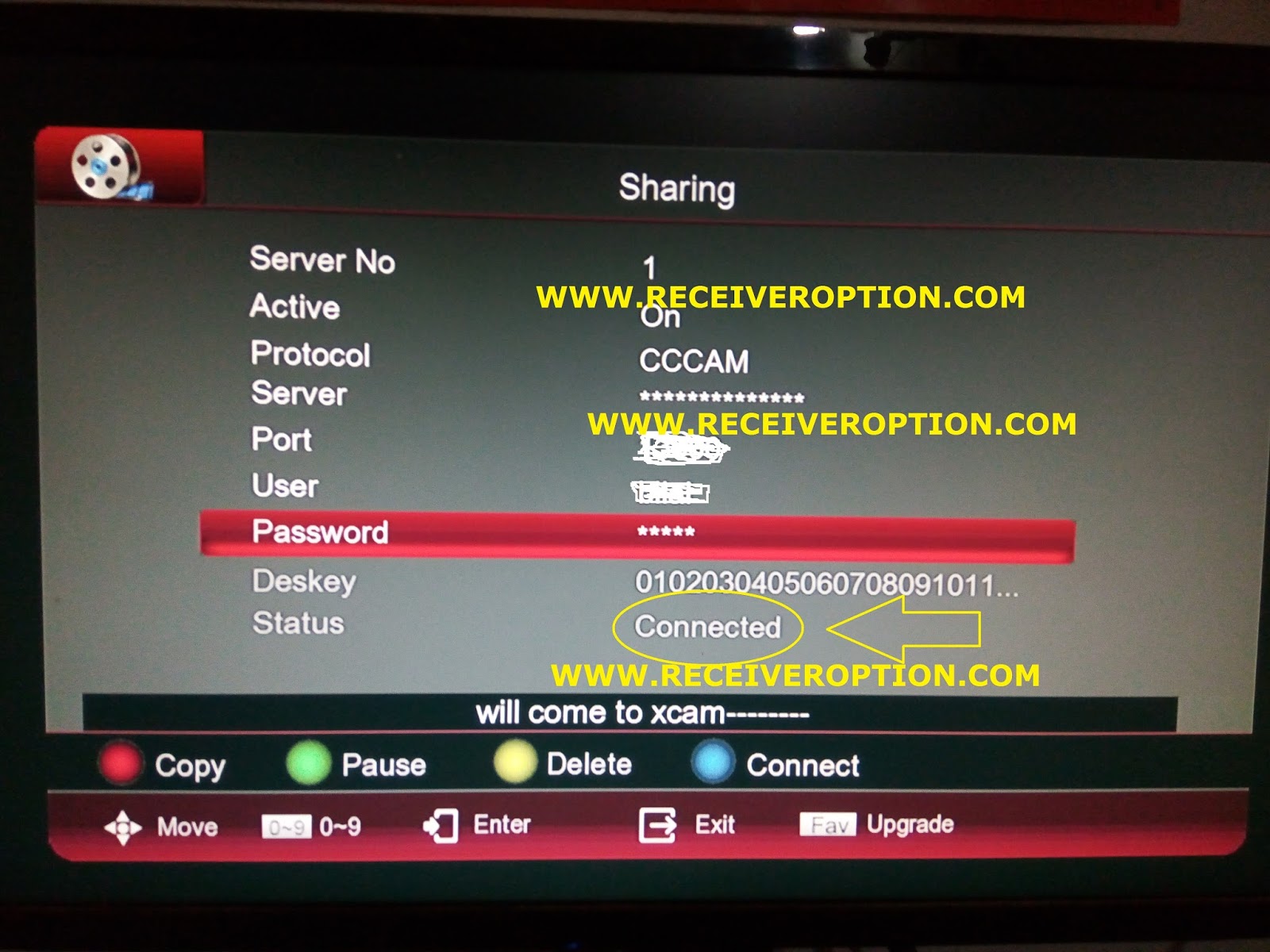 COBOX HD RECEIVER CCCAM OPTION - How To Enter Biss key Power vu key And ...