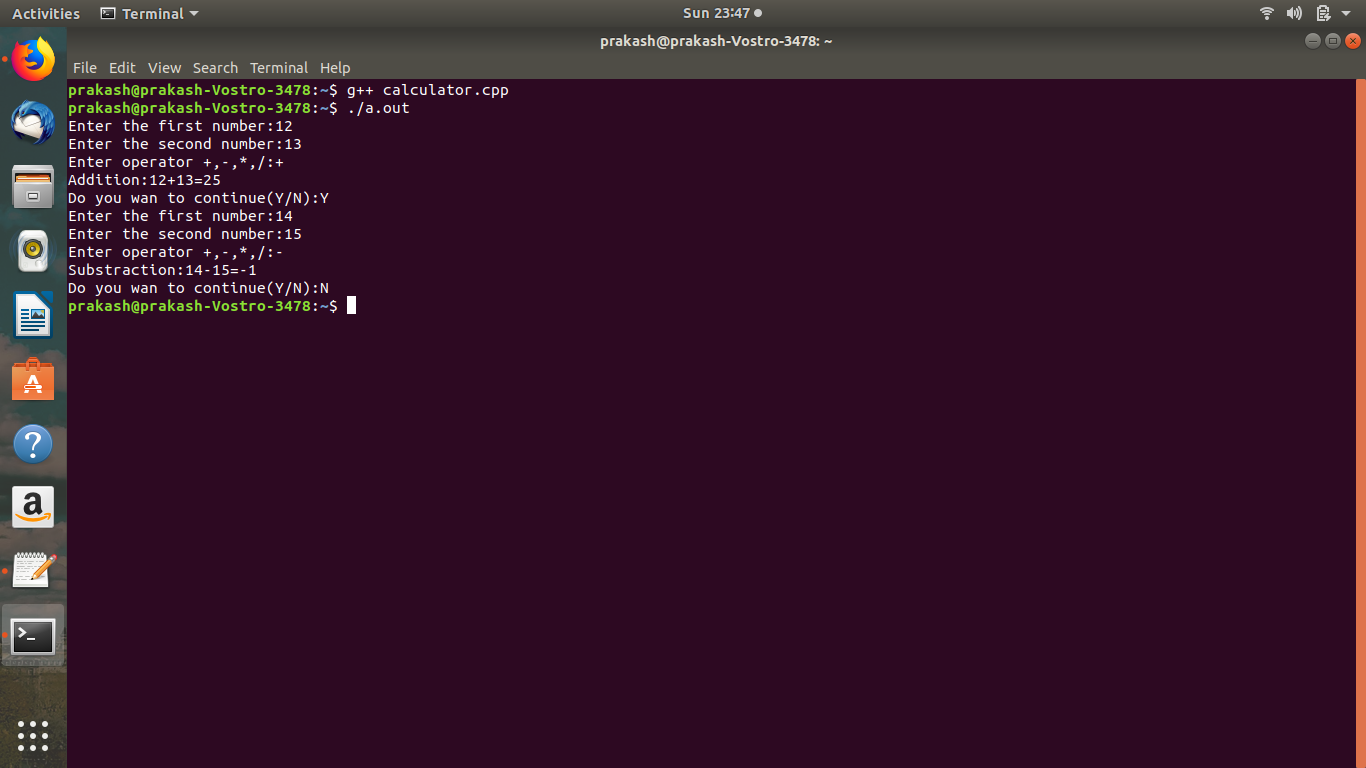 Creating Calculator Program Using Cpp