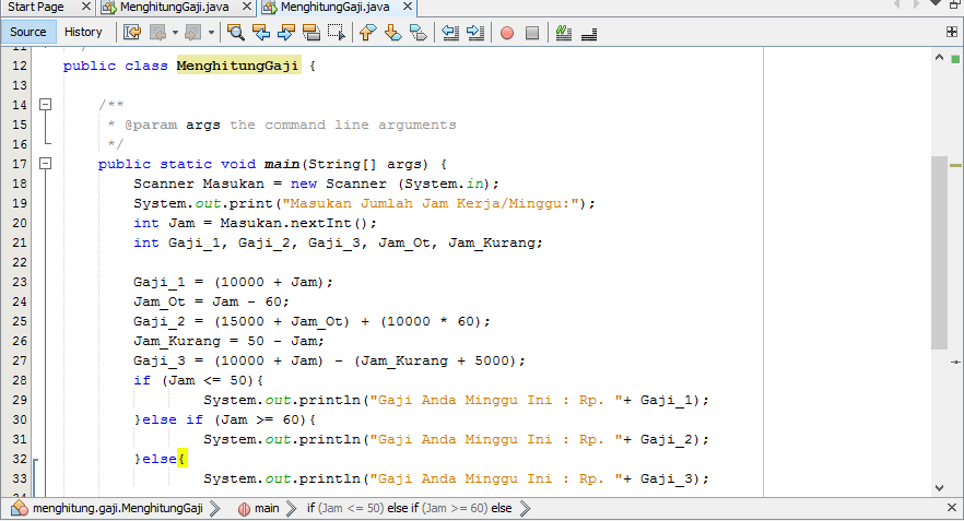 menghitung gaji karyawan program java