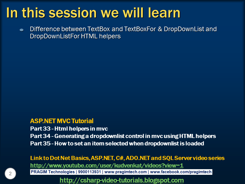 Sql server, .net and c# video tutorial: Part 36 - Html.TextBox v/s Html ... Sql server, .net and c# video tutorial: Part 36 - Html.TextBox v/s Html ...