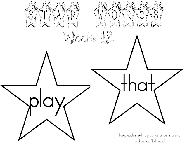 Mrs. Setterholm's Kinder Korner: Star Words