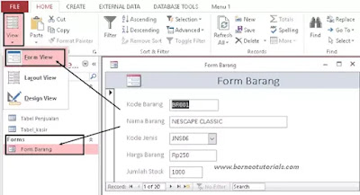 Cara Membuat Form Auto (FORM) Ms Access 2013 - Borneotutorials.blogspot.com