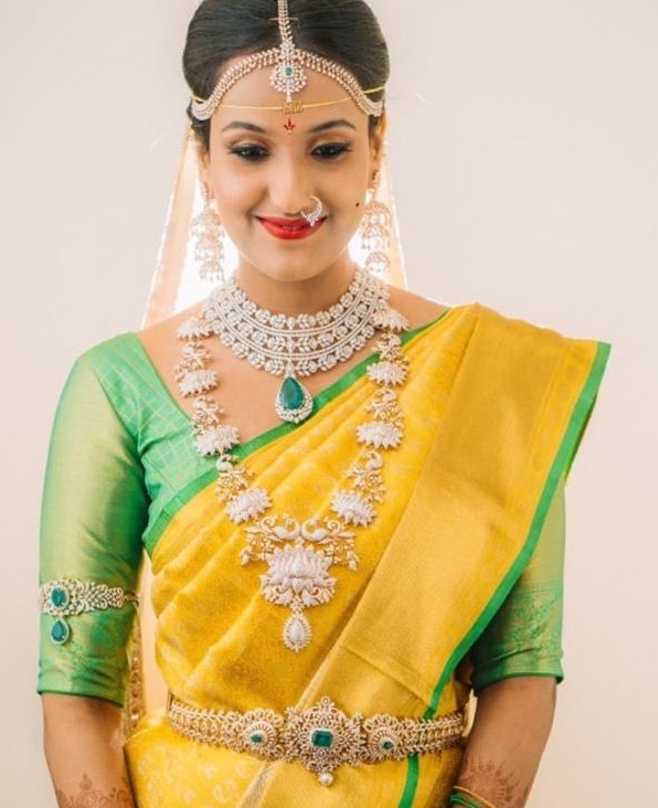 Bride in Lotus Diamond Haram - Jewellery Designs