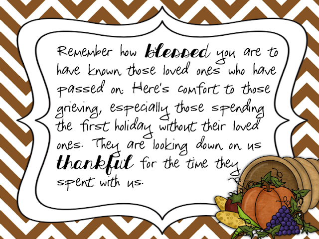 Happy Thanksgiving and Remembering Those Not With Us Today