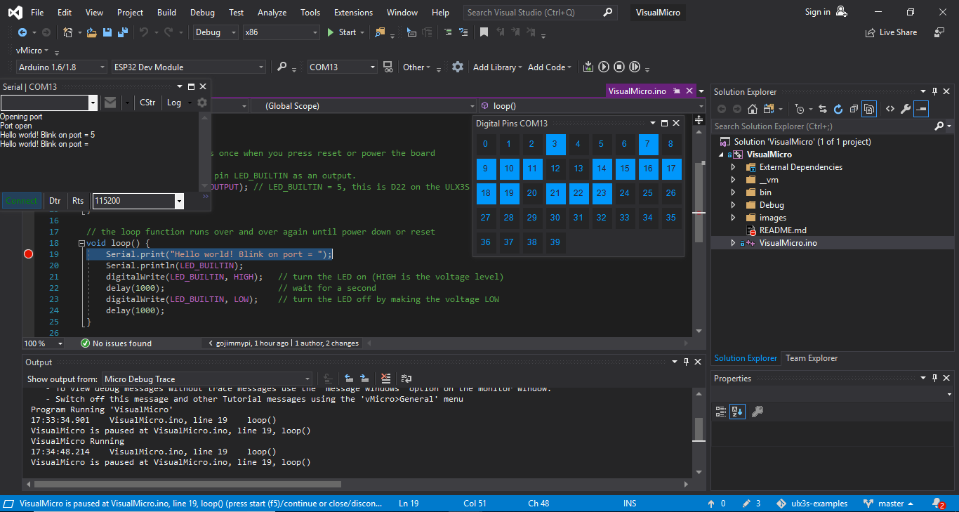 GoJimmyPi: ULX3S and Visual Micro in Visual Studio 2019