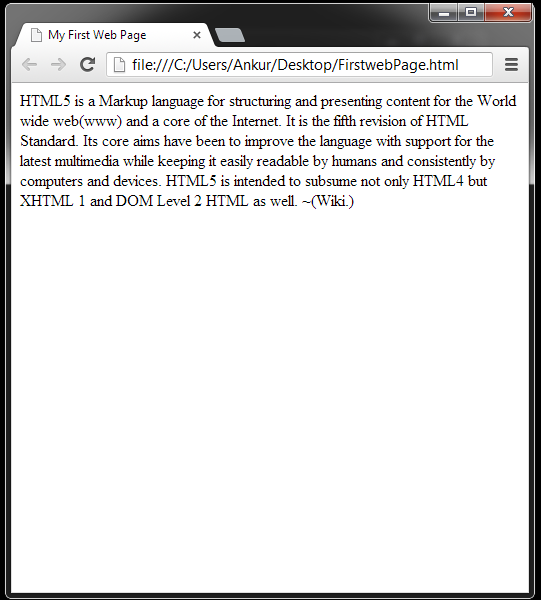 HTML5 / HTML - World ||: Your First Web Page.