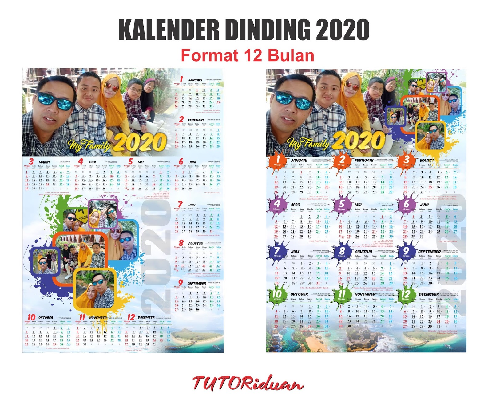 Desain Kalender Dinding 2020 Format 12 Bulan dengan CorelDRAW ...