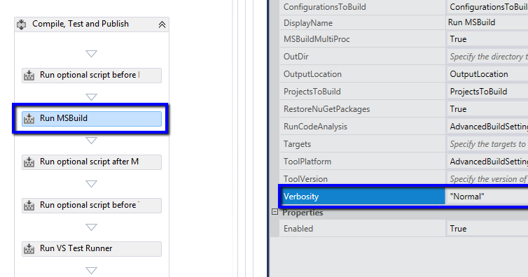Enabling Logging Verbosity Process Parameter In Build Definition Tfs