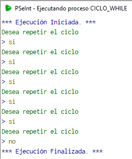 Ciclo While en PSeInt