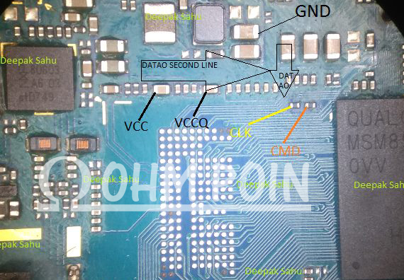 Lyf Jio F30C ISP (EMMC) Pinout For EMMC Programming And Flashing - OHM Poin