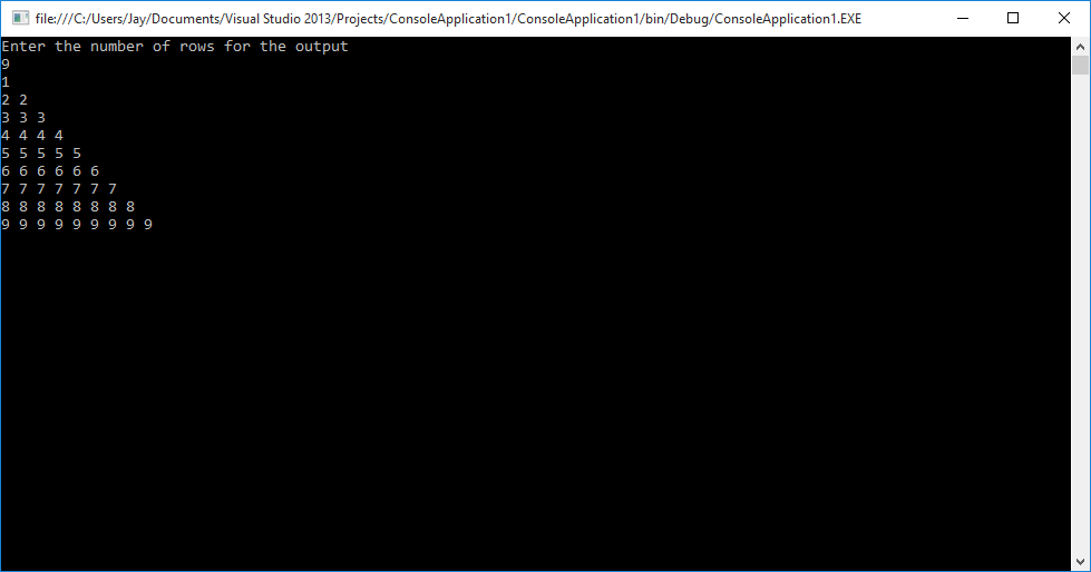 CodersRock: C# Program To display the pyramid of numbers(patten 2)
