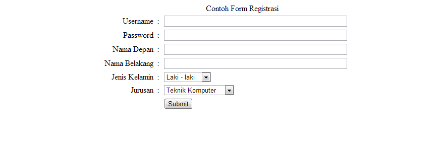 Contoh Form Registrasi - Pangeran IT