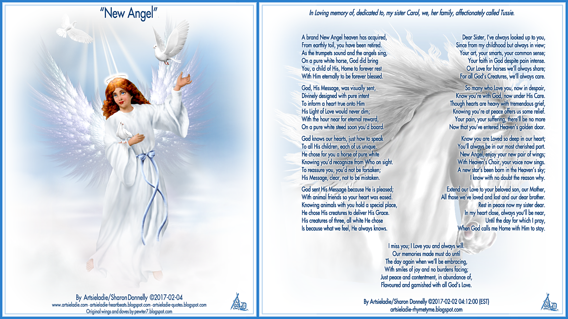 Artsieladie Heartbeats New Angel With Poem