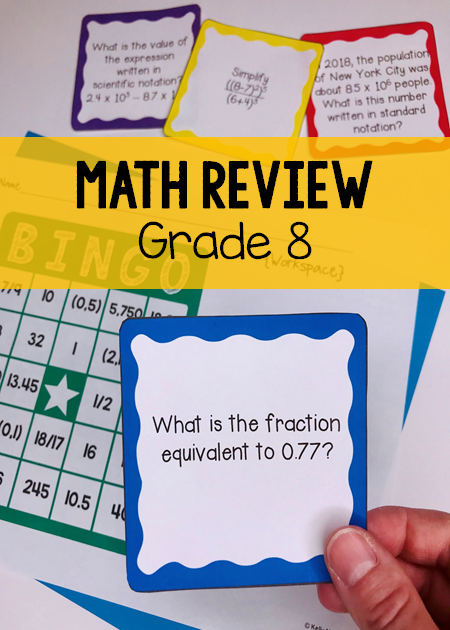 Kelly McCown: End of Year Math Review BINGO Game Grade 8