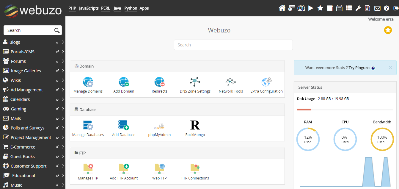 Install Webuzo Control Panel di CentOS dan Debian - LinuxSec