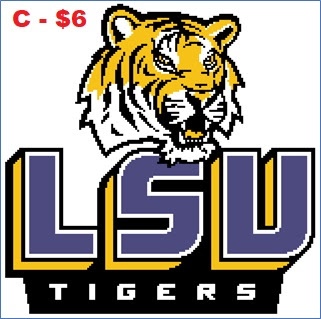 EASY PATTERNS: Louisiana State University LSU Tigers cross-stitch pattern