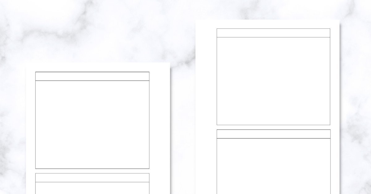 Pocket Rings: Two Horizontal Boxes - Blank - Planner Printables